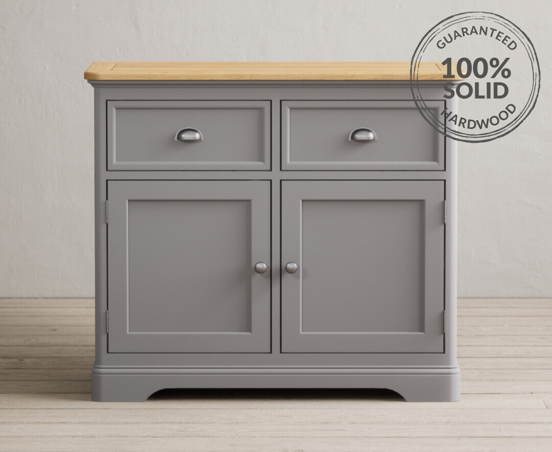 Felton Oak and Light Grey Painted Small Sideboard Oak Furniture Superstore
